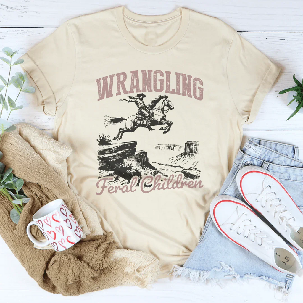 Wrangling Feral Children Tee – Peachy Sunday