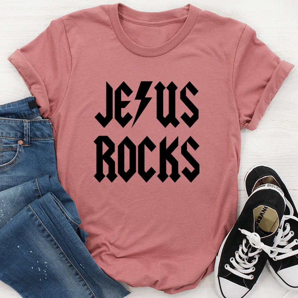 Jesus Rocks Tee – Peachy Sunday